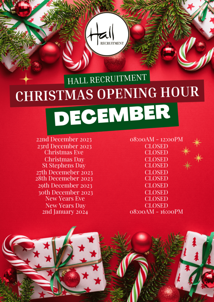 Hall Recruitment Christmas Opening Hours Hall Recruitment Christmas Opening Hours